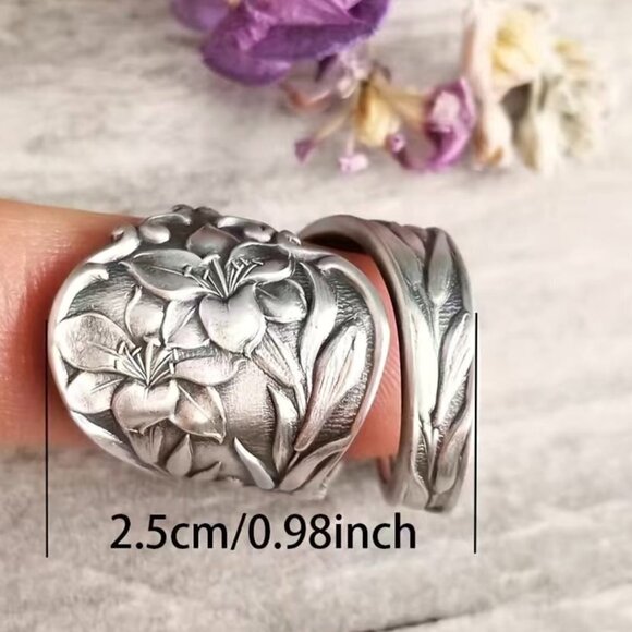 Jewelry | Boho Lily Or Tulip Floral Adjustable Spoon Ring | Poshmark